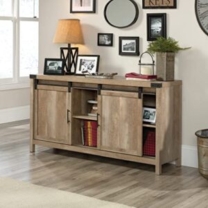 Sauder Bridge Acre TV Credenza with Sliding Doors, Lintel Oak Finish