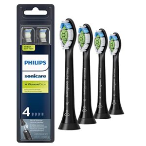 philips sonicare genuine w diamondclean replacement toothbrush heads, 4 brush heads, black, hx6064/95