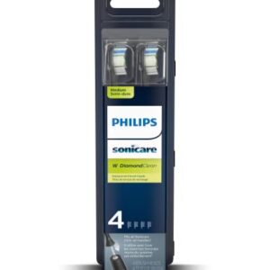 Philips Sonicare Genuine W DiamondClean Replacement Toothbrush Heads, 4 Brush Heads, Black, HX6064/95