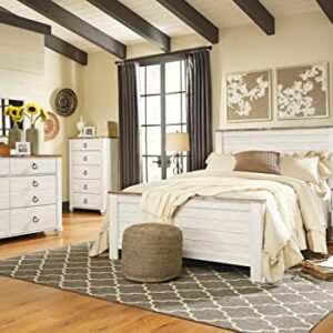 Signature Design by Ashley Willowton Coastal Cottage 6 Drawer Dresser with Faux Plank Top, Whitewash