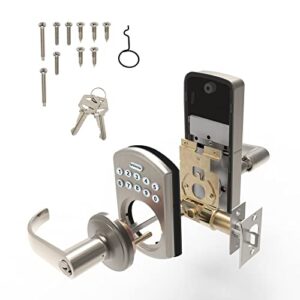 Signstek Keypad Entry Lever Door Lock with LED Backlit Keypad Password/Key Accessibles, Satin Nickel