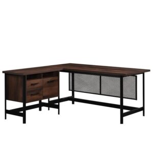 sauder briarbrook transitional engineered wood l-desk in barrel oak