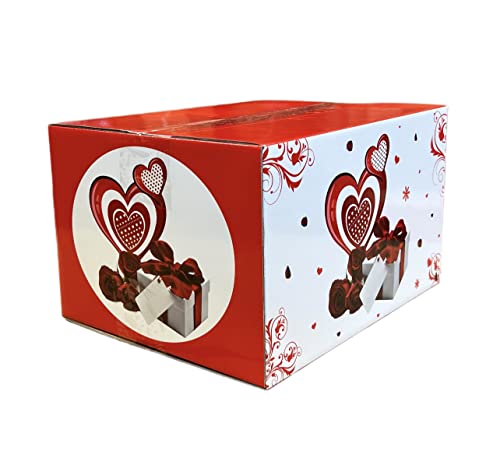 VALENTINE GIFT BASKET SET |10" Teddy Bear Plush (White or Red), Dozen Belgian Milk Chocolate Roses Bouquet, Creme Savers Strawberry and Creme Hard Candy, Elmer Chocolate Rose Flowers Heart Shaped, & Beautiful Custom Valentine Box|