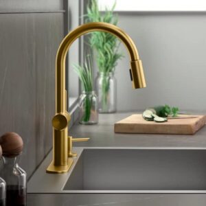 Kohler Koi R22940-SD-2MB Pull Down Kitchen Faucet with Soap Dispenser Vibrant Brushed Moderne Brass Finish