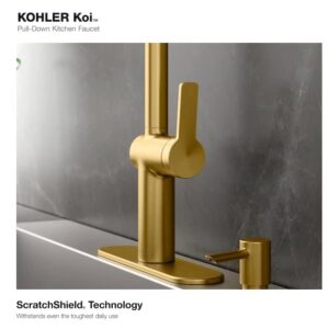 Kohler Koi R22940-SD-2MB Pull Down Kitchen Faucet with Soap Dispenser Vibrant Brushed Moderne Brass Finish