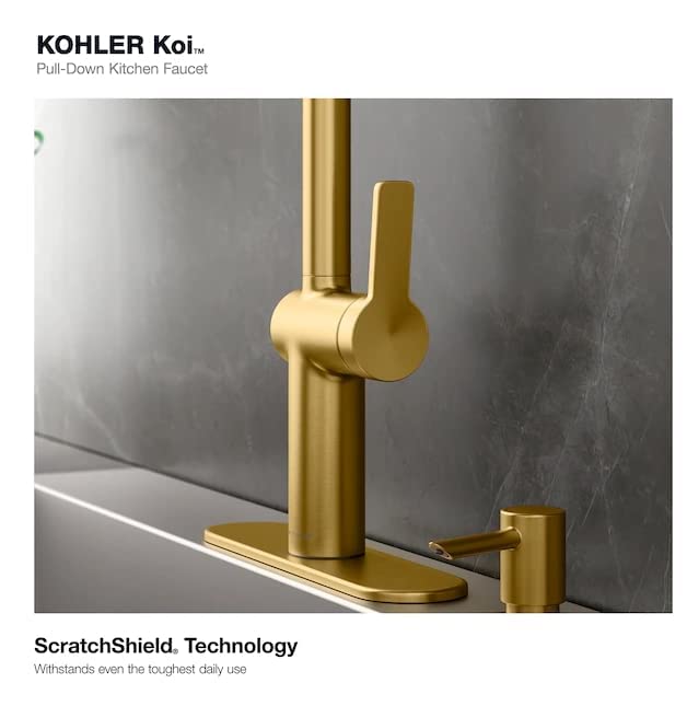 Kohler Koi R22940-SD-2MB Pull Down Kitchen Faucet with Soap Dispenser Vibrant Brushed Moderne Brass Finish