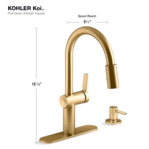 Kohler Koi R22940-SD-2MB Pull Down Kitchen Faucet with Soap Dispenser Vibrant Brushed Moderne Brass Finish