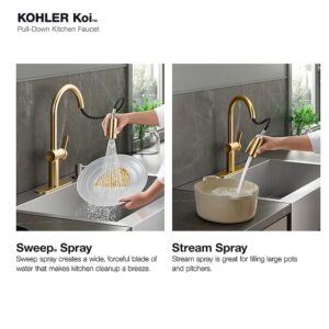 Kohler Koi R22940-SD-2MB Pull Down Kitchen Faucet with Soap Dispenser Vibrant Brushed Moderne Brass Finish