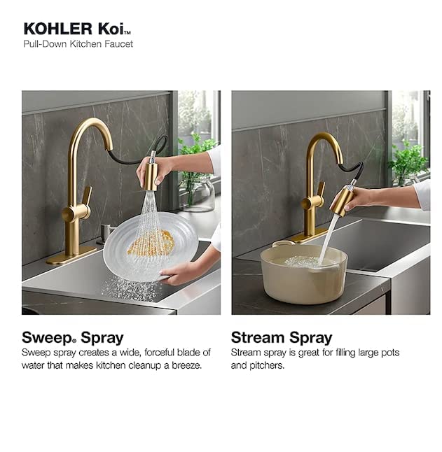 Kohler Koi R22940-SD-2MB Pull Down Kitchen Faucet with Soap Dispenser Vibrant Brushed Moderne Brass Finish