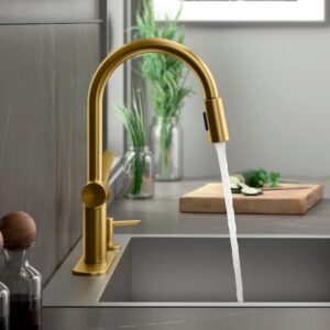 Kohler Koi R22940-SD-2MB Pull Down Kitchen Faucet with Soap Dispenser Vibrant Brushed Moderne Brass Finish