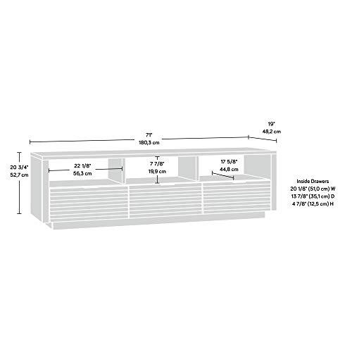 Sauder Harvey Park Credenza, for TVs up to 70", Grand Walnut Finish & Harvey Park Narrow Bookcase, Grand Walnut Finish