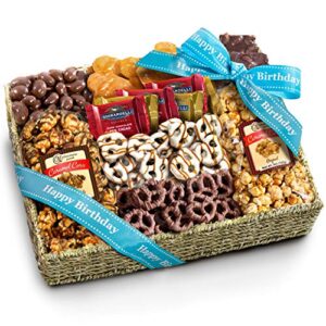 happy birthday chocolate caramel and crunch grand gift basket