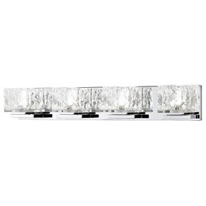 home decorators collection 24-watt chrome integrated led bathroom vanity light with clear cube glass