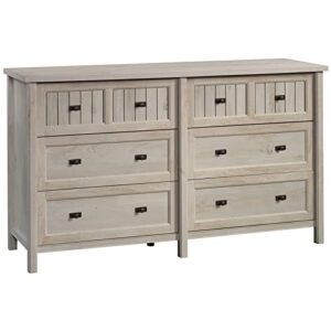 sauder costa 6-drawer dresser in chalked chestnut, chalked chestnut finish