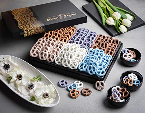 Yogurt Pretzels Gift Box - Gourmet Pretzels - Chocolate Covered Pretzels - Easter Food Gift Basket - Gourmet Assorted Flavors - Holiday, Thank You, Sympathy, Birthday Gift