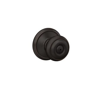 schlage f40 v geo 716 georgian door knob, bed & bath privacy lock, aged bronze