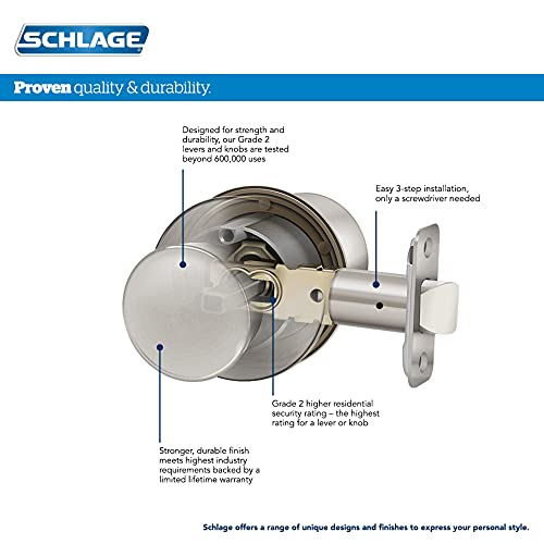 Schlage F40 V GEO 716 Georgian Door Knob, Bed & Bath Privacy Lock, Aged Bronze