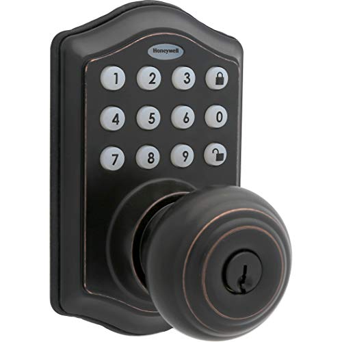 Honeywell Safes & Door Locks - 8732401 Electronic Entry Knob Door Lock, Oil Rubbed Bronze, 6.5 x 8.8 x 9 inches