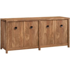 sauder cannery bridge office credenza with doors in sindoori mango, sindoori mango finish