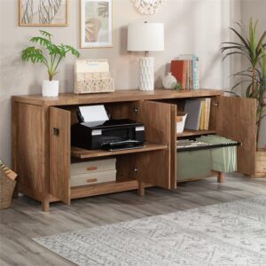 Sauder Cannery Bridge Office Credenza with Doors in Sindoori Mango, Sindoori Mango Finish