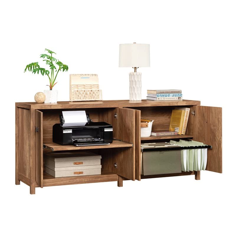 Sauder Cannery Bridge Office Credenza with Doors in Sindoori Mango, Sindoori Mango Finish