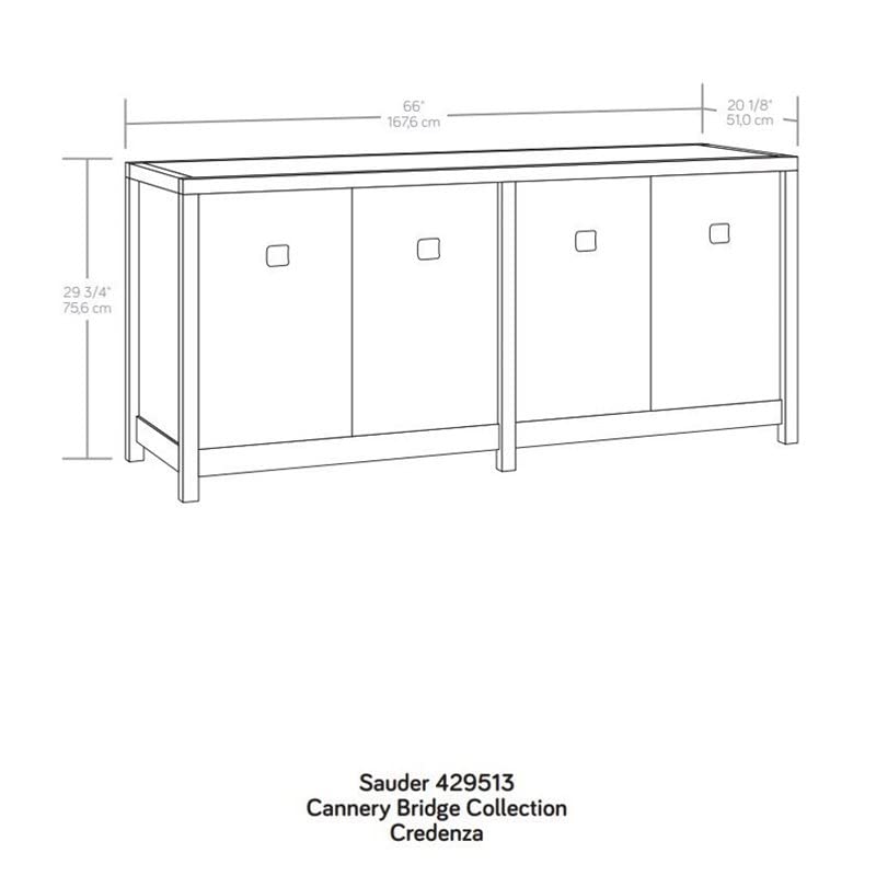 Sauder Cannery Bridge Office Credenza with Doors in Sindoori Mango, Sindoori Mango Finish