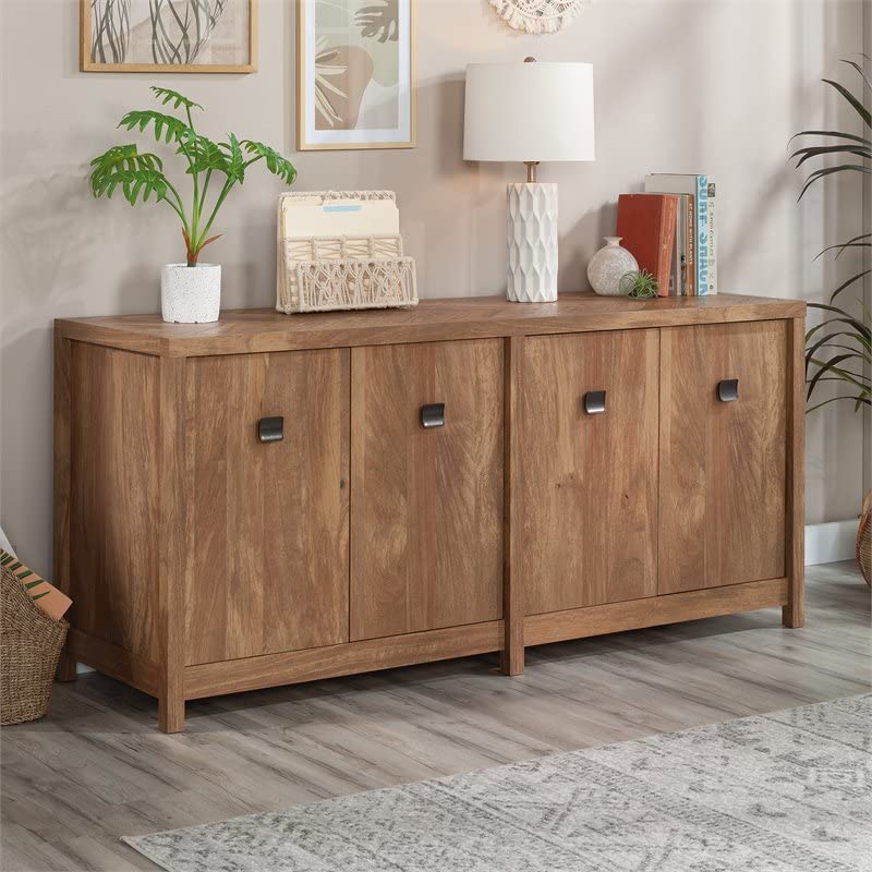 Sauder Cannery Bridge Office Credenza with Doors in Sindoori Mango, Sindoori Mango Finish