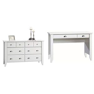 sauder shoal creek dresser, soft white finish & shoal creek computer desk, soft white finish