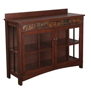 sei furniture camino mission sideboard & curio – red washed expresso finish w/ faux slate – spacious design (amz0092mc)