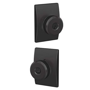 schlage f51a bwe 622 cen bowery knob with century trim keyed entry lock, matte black