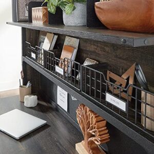 Sauder Steel River Industrial Desktop Hutch in Carbon Oak, Carbon Oak Finish