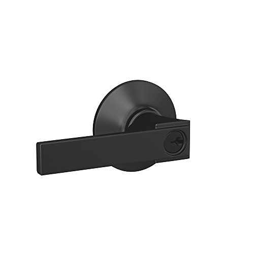 SCHLAGE F51A NBK 622 PLY Northbrook Lever with Plymouth Trim Keyed Entry Lock, Matte Black