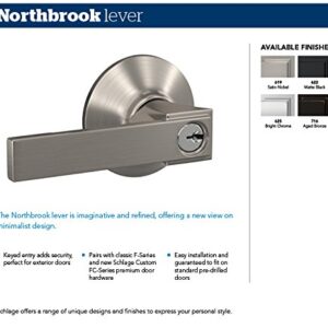 SCHLAGE F51A NBK 622 PLY Northbrook Lever with Plymouth Trim Keyed Entry Lock, Matte Black