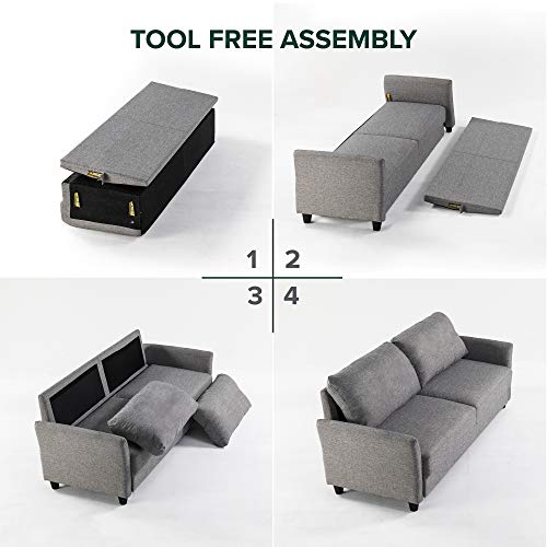 ZINUS Jackie Sofa Couch / Easy, Tool-Free Assembly, Soft Grey