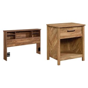 sauder river ranch full-queen headboard, sindoori mango finish & cannery bridge nightstand, sindoori mango finish