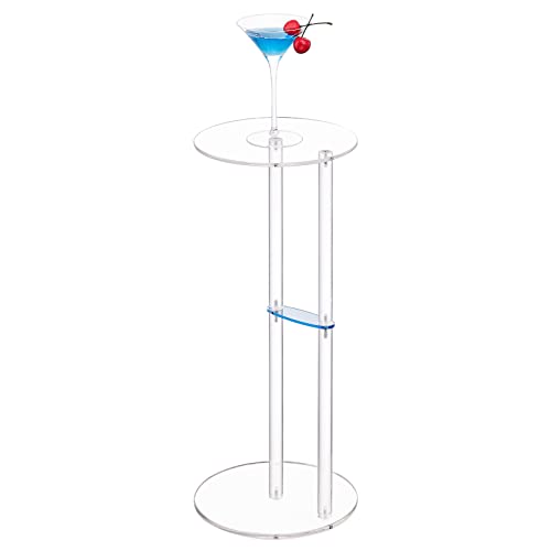 Aquiver Small Acrylic Drink Table - Minimalist Martini Table for Small Spaces - Small Round Side Table for Living Room, Bedroom, Balcony - 9'' L x 9'' W x 23'' H