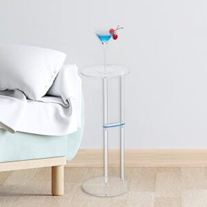 Aquiver Small Acrylic Drink Table - Minimalist Martini Table for Small Spaces - Small Round Side Table for Living Room, Bedroom, Balcony - 9'' L x 9'' W x 23'' H