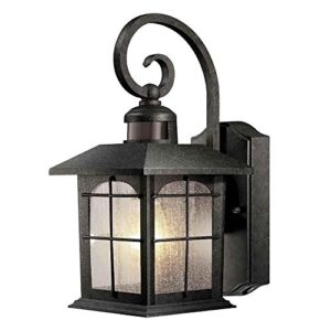 home decorators collection brimfield 180-degree 1-light aged iron motion-sensing outdoor wall lantern