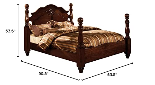 Furniture of America Scarlette Classic Four Poster Bed, Queen, Glossy Dark Pine