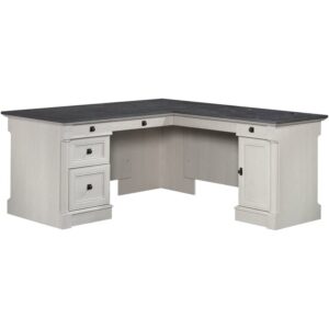 sauder palladia l-shaped home office desk in glacier oak, glacier oak finish