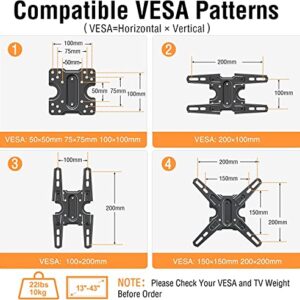 ELIVED Lockable RV TV Mount for Most 13-43 Inch TVs, RV TV Wall Mount Swivel and Tilt for Camper Trailer Motorhome, Detachable TV Bracket with Double Wall Plates, Max VESA 200x200mm, up to 22LBS