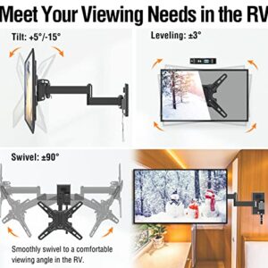 ELIVED Lockable RV TV Mount for Most 13-43 Inch TVs, RV TV Wall Mount Swivel and Tilt for Camper Trailer Motorhome, Detachable TV Bracket with Double Wall Plates, Max VESA 200x200mm, up to 22LBS