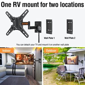 ELIVED Lockable RV TV Mount for Most 13-43 Inch TVs, RV TV Wall Mount Swivel and Tilt for Camper Trailer Motorhome, Detachable TV Bracket with Double Wall Plates, Max VESA 200x200mm, up to 22LBS