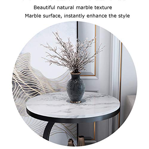 Articles for daily use C Shaped Marble Double Layer Coffee Table Bedside Table, Living Room Bedroom Office Coffee Table Sofa Round Table Snack Table