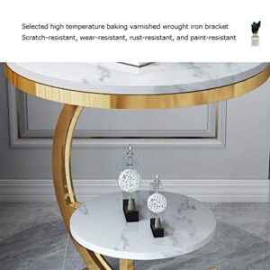 Articles for daily use C Shaped Marble Double Layer Coffee Table Bedside Table, Living Room Bedroom Office Coffee Table Sofa Round Table Snack Table