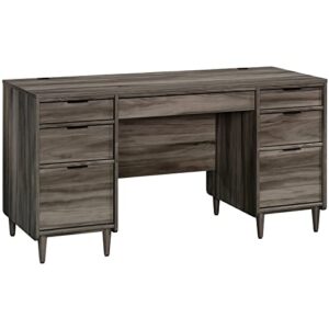 sauder clifford place modern executive desk in jet acacia, jet acacia finish