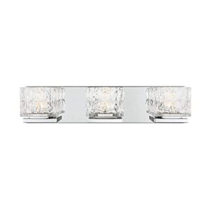 Home Decorators Collection 75-Watt Equivalent 3-Light Chrome Integrated LED Vanity Light with Clear Cube Glass