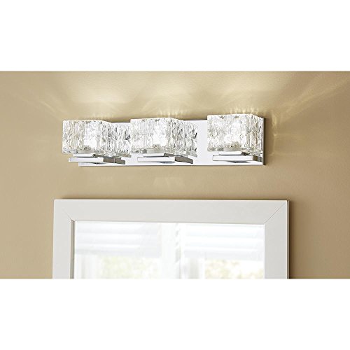 Home Decorators Collection 75-Watt Equivalent 3-Light Chrome Integrated LED Vanity Light with Clear Cube Glass