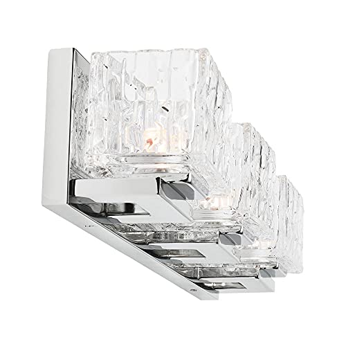 Home Decorators Collection 75-Watt Equivalent 3-Light Chrome Integrated LED Vanity Light with Clear Cube Glass