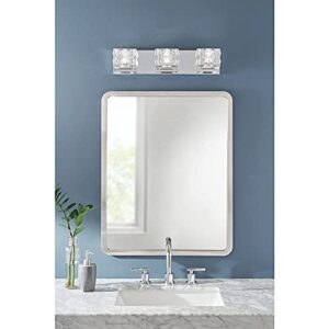 Home Decorators Collection 75-Watt Equivalent 3-Light Chrome Integrated LED Vanity Light with Clear Cube Glass